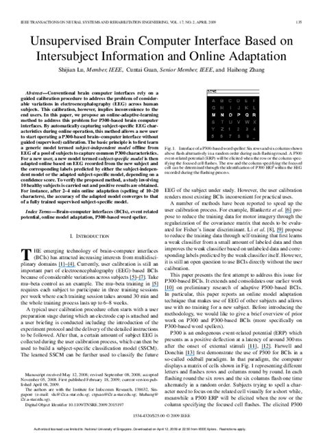 Pdf Unsupervised Brain Computer Interface Based On Intersubject Information And Online Adaptation