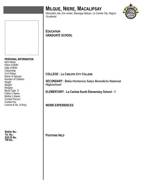 Profile Form 1 Pdf