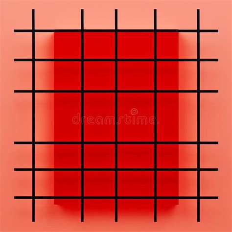 Minimalistic Red Rectangular Shape On Grid Background Art Stock Minimalistic Red Rectangular Shape On Grid Background Art Stock