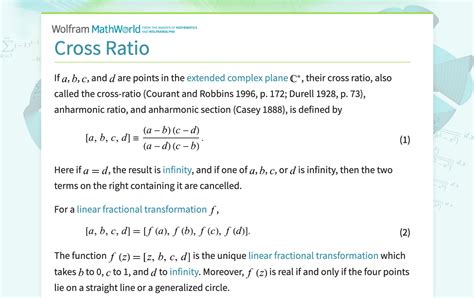 Cross Ratio From Wolfram Mathworld