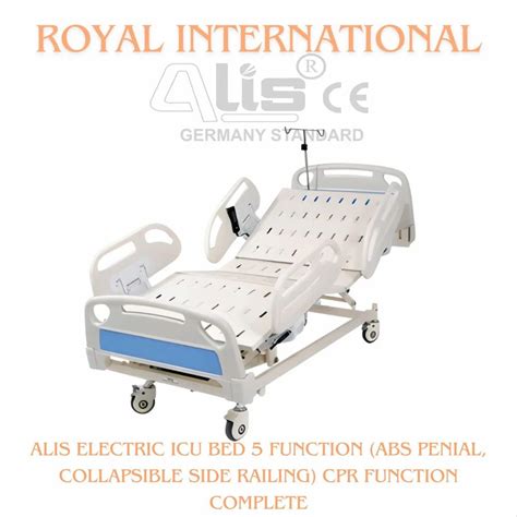 Electric Icu Bed 5 Function Abs Penial Collapsible Side Railing Cpr