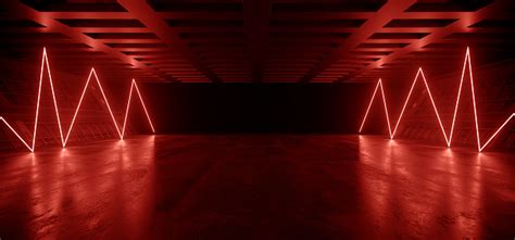 그런 지 공상 과학 네온 튀는 레이저 빔 전기 사이버 조명 미래 현대 빈 무대 연단 차고 콘크리트 아스팔트 격납고 지하 클럽 3d 렌더링 0명에 대한 스톡 사진 및 기타