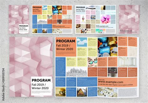 Program Brochure Layout With Colorful Grid Stock Template Adobe Stock