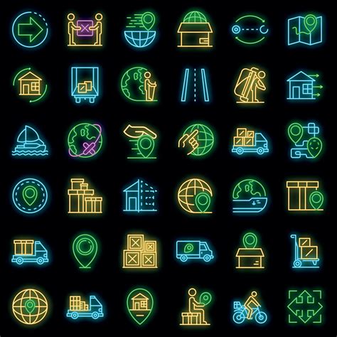 Relocation Icons Set Vector Neon 8561441 Vector Art At Vecteezy