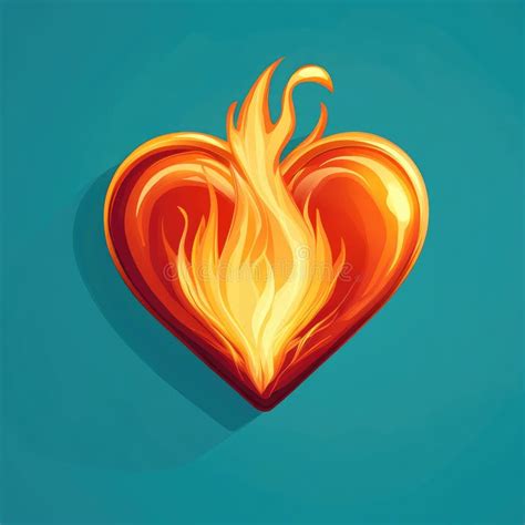 Heart With Flames Representing Passionate Love Stock Illustration