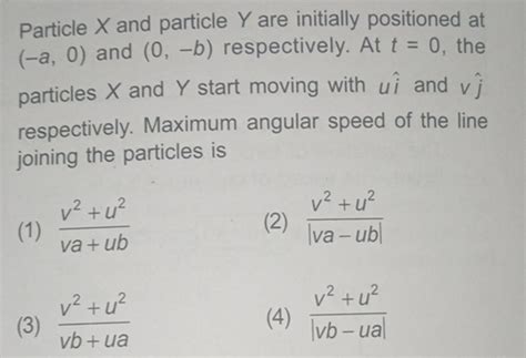 particle x and particle y are initially positioned at a 0 and 0