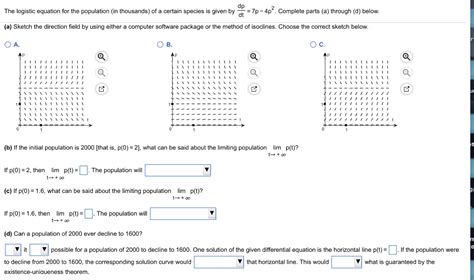 Solved The Logistic Equation For The Population In