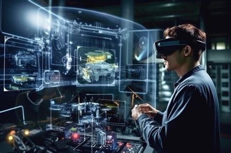 Premium AI Image Virtual Reality Engineer Controlling Robotic Arm