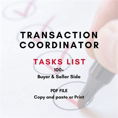 Transaction Task Checklist Bundle Transaction Coordinator Task Checklist Real Estate