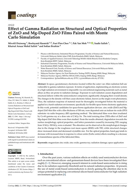 Pdf Effect Of Gamma Radiation On Structural And Optical Properties Of