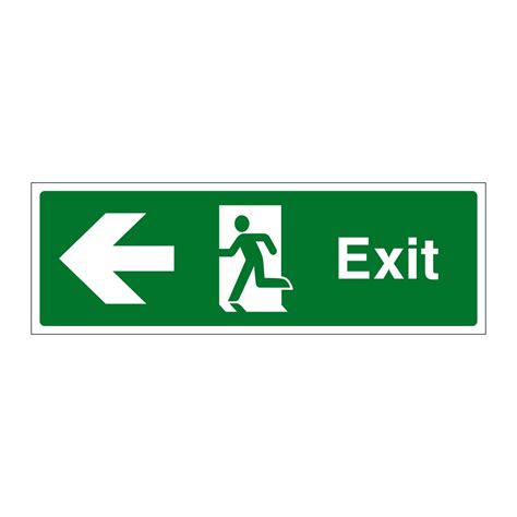 Exit Arrow Left Sign Manufactured By British Safety Signs