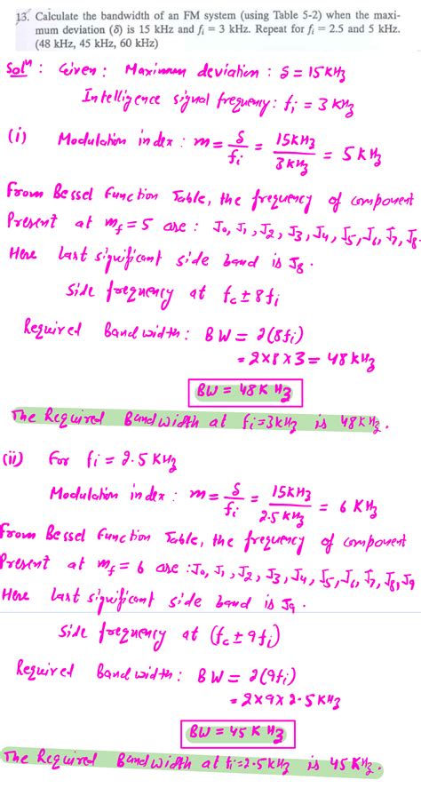 Solved Please Solve Quickly 13 Calculate The Bandwidth Of An FM System Course Hero