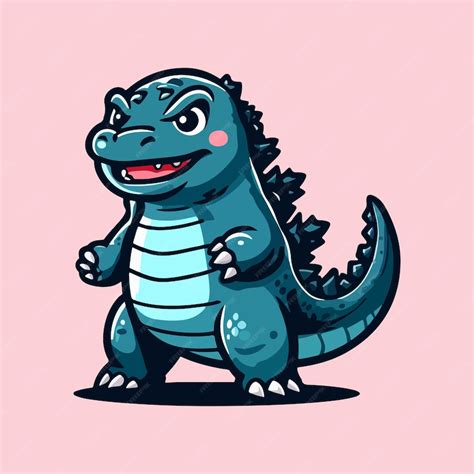 Premium Vector Cute Godzilla Cartoon Vector Illustration