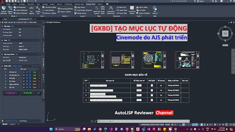 Autolisp Reviewer Tạo Danh Mục Bản Vẽ Tự động Trong Autocad [atoc] Danh Mục Tự động