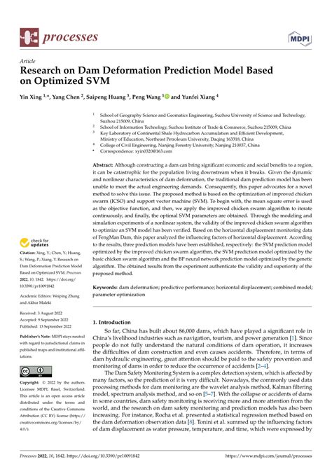Pdf Research On Dam Deformation Prediction Model Based On Optimized Svm