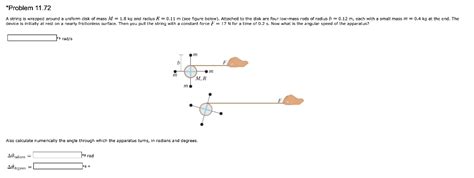 solved problem 11 72 a string is wrapped around a uniform