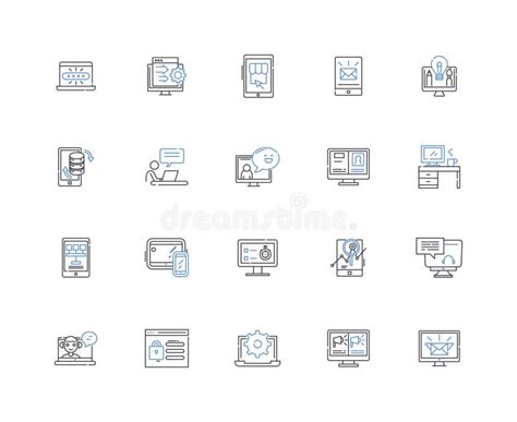Electronic Advertising Line Icons Collection Digital Ads Online Search Display