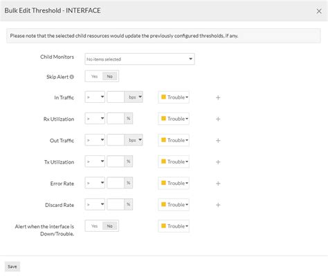 Threshold Configuration For Network Attributes Online Help Site24x7