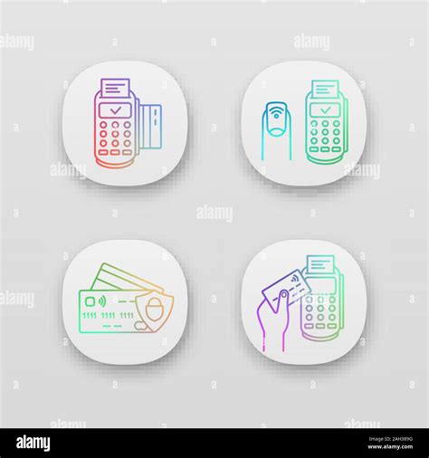 NFC Payment App Icons Set POS Terminal NFC Manicure Credit Cards UI UX User Interface Web