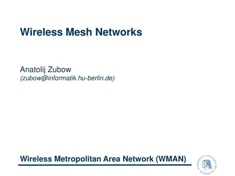 PPT IEEE Standard Wireless Metropolitan Area Networks WMAN PowerPoint Presentation