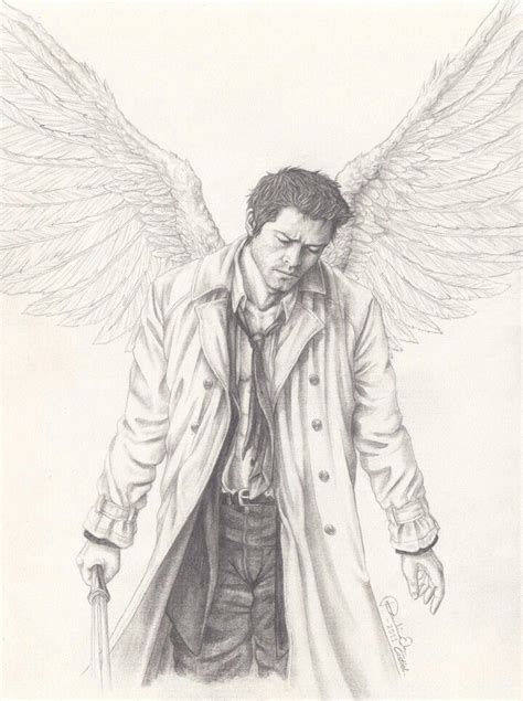 Castiel Angel Drawing Supernatural Art Supernatural Drawings
