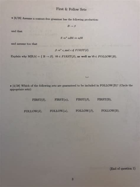 Solved First And Follow Sets · G28 Assume A Context Free