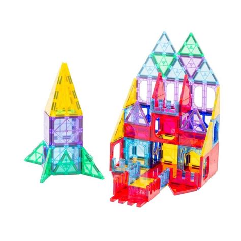 Gem Toys 78 Pcs Non Toxic Stem Educational Durable Magnetic Tiles Puzzle With Storage Bag Big W