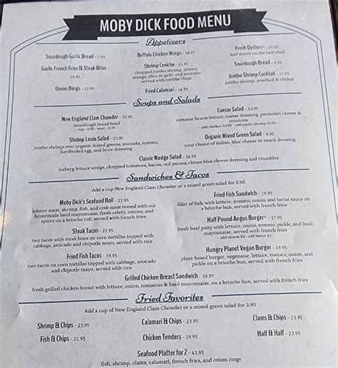 Moby Dick Restaurant Menu Fresh Seafood And Ocean Views In Santa Barbara