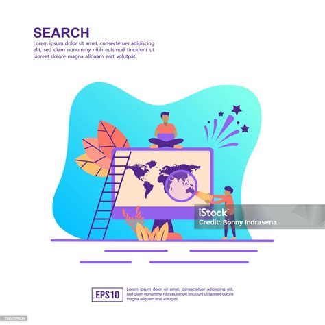 검색의 벡터 일러스트 레이 션 개념입니다 배너 전단지 승진 마케팅 자료 온라인 광고 비즈니스 프리 젠 테이 션을 위한 현대 그림