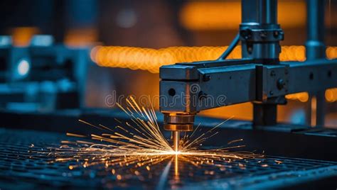 Cnc Laser Cutting Of Metal Modern Industrial Technology Making Industrial Details Stock