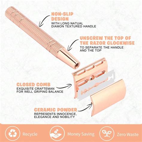 Mens Safety Razor Single Blade Razor Dual Edge Safety Razor Includes 5 Platinum Coated Blades