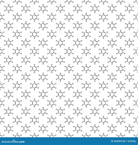 Hexagonal Chemical Formula Vector Outline Geometric Seamless Pattern