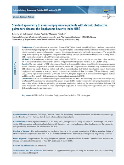 [pdf] Standard Spirometry To Assess Emphysema In Patients With Chronic Obstructive Pulmonary