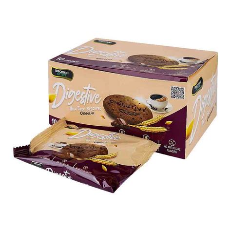 Bisconni Digestive High Fiber Chocolate Biscuits 10pcs Pack Qne