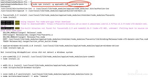 Mac 安装命令行 Appium 报错虽然用 Sudo 命令但还是报错，可能是权限问题，npm Warn Checkpermissions