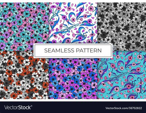collection seamless patterns floral royalty free vector