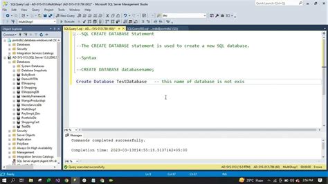 Sql Create Database Statement Youtube