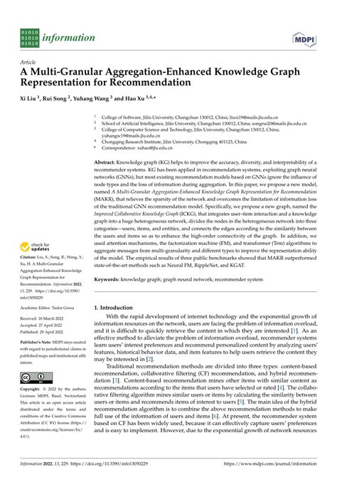 Pdf A Multi Granular Aggregation Enhanced Knowledge Graph