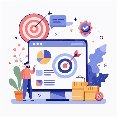 Man Analyzing Data On Computer Screen To Achieve Business Target Premium Ai Generated Vector