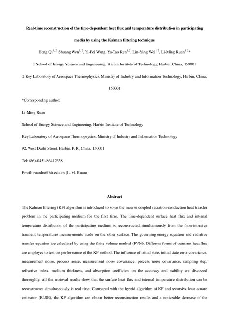 Pdf Real Time Reconstruction Of The Time Dependent Heat Flux And