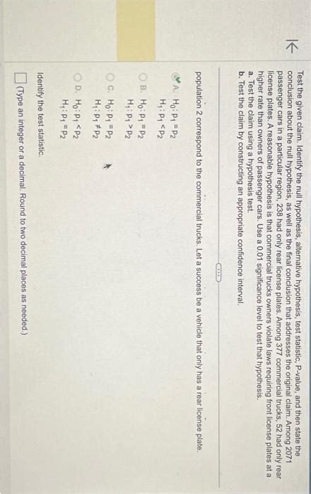 Solved Test The Given Claim Identify The Null Hypothesis
