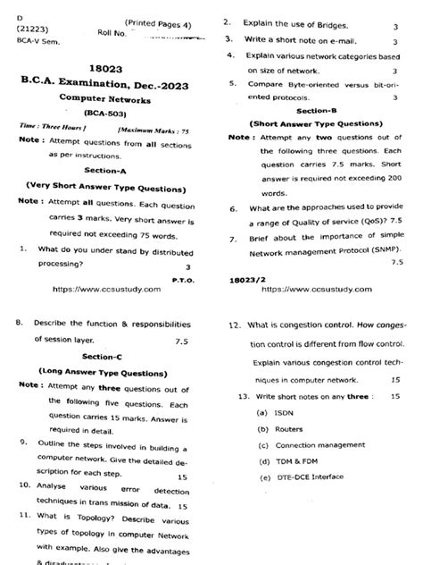 Bca 5 Sem Computer Networks 18023 Dec 2023 Pdf