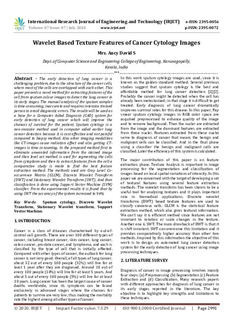 Pdf Irjet Wavelet Based Texture Features Of Cancer Cytology Images