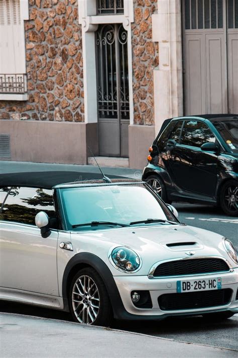France Paris May 18 2023 White Mini Cooper S Cabrio In The City