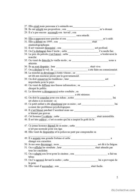 Exercices Sur La Nominalisation Français Fle Fiches Pedagogiques Pdf And Doc