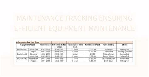 Optimizing Equipment Maintenance Through Effective Tracking Excel