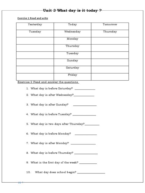 Unit 3 Pdf Workweek And Weekend