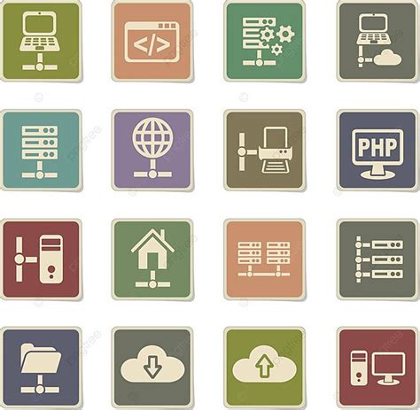 Server Icon Set Drive Cloud Computing Ethernet Vector Drive Cloud Computing Ethernet Png And