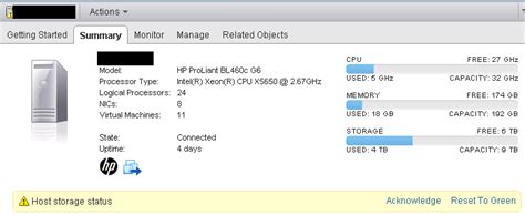 Storage Warning In The ESXi Host Hardware Status Tab Virtualization DBaaS Whatever Crosses