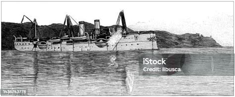 골동품 이미지 스페인 미국 전쟁 Reina Mercedes 19세기에 대한 스톡 벡터 아트 및 기타 이미지 19세기 19세기 스타일 Spanish American